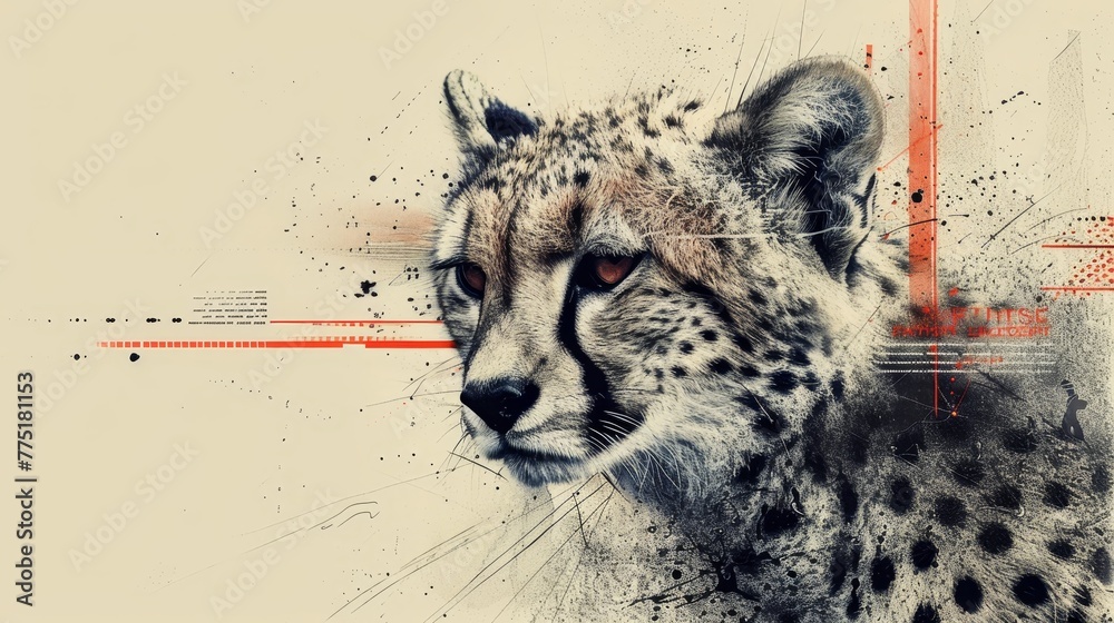 A cheetah is staring at the camera with its mouth open. The cheetah is ...