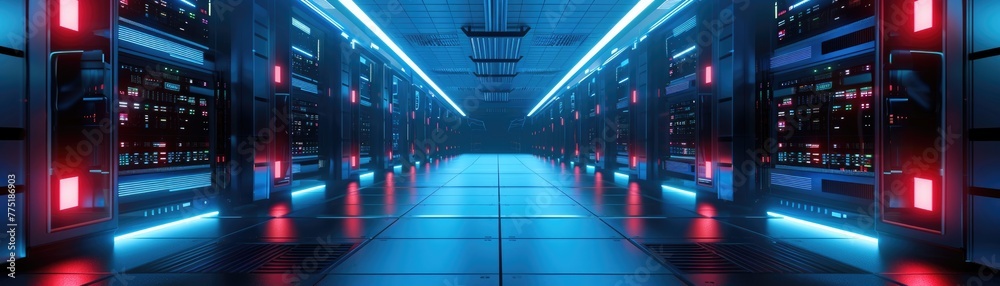 Seismic data center in a sci-fi setting, with hyper-realistic details and eerie, ambient ...