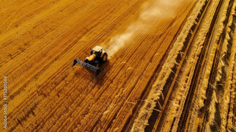Agricultural vehicles, tractors, harvesting rice crops background in ...