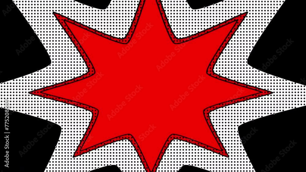 Cartoon colorful comic star fast transition animation with halftone on ...