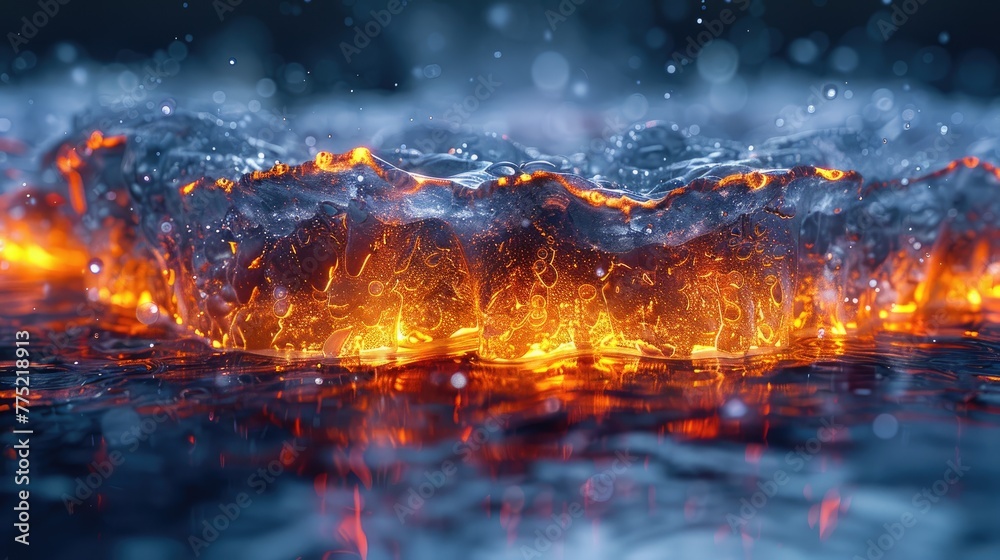 Ice that floats in lava flows, retaining its cold nature even in the ...