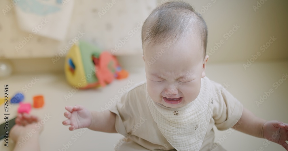 portrait innocence unhappy little asian baby infant toddler kid child ...