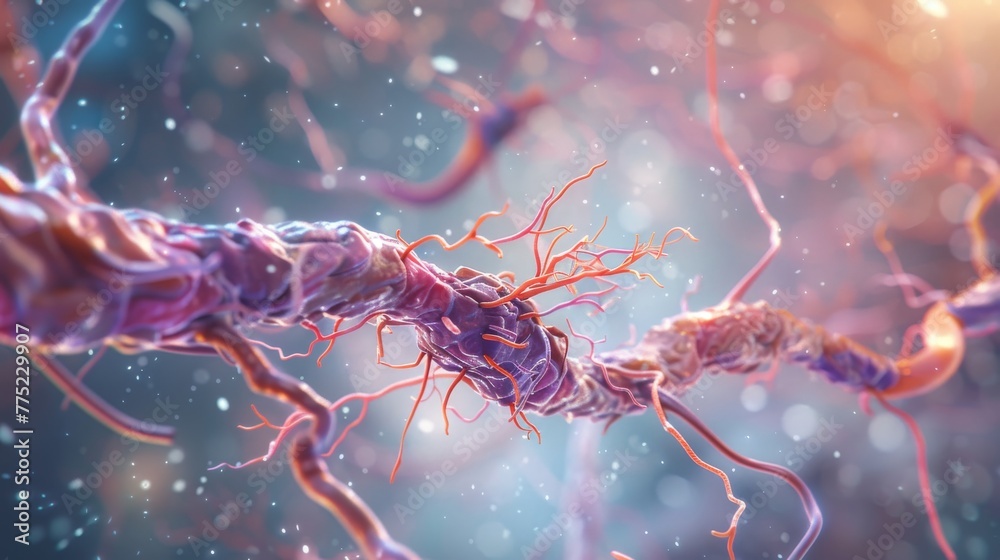 Detailed 3D visualization of neurons with dendritic connections in the ...