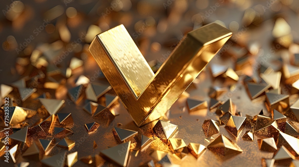 Celebrate success with an opulent image featuring a big gold check mark ...