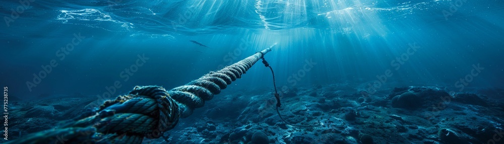 Underwater cables stretch into the abyss, symbols of connection and ...