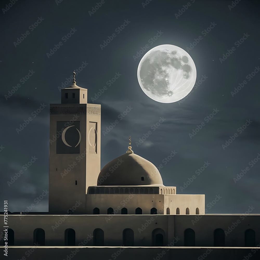 mosque in the night, Muslim mosque, Ramzan, mosque and moon Stock Photo ...