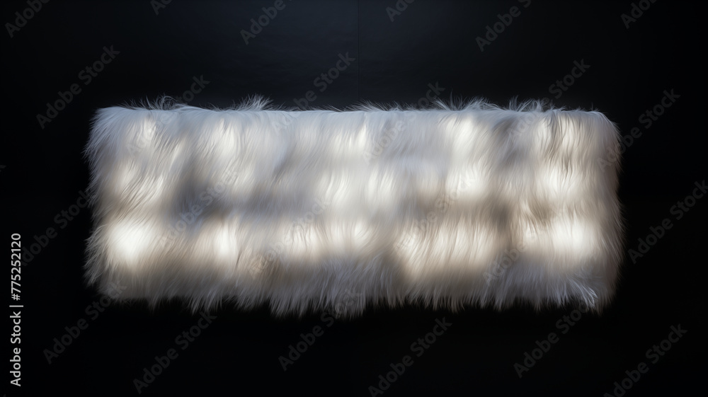Wide-format white furry panel decor concept with LED lighting accents ...