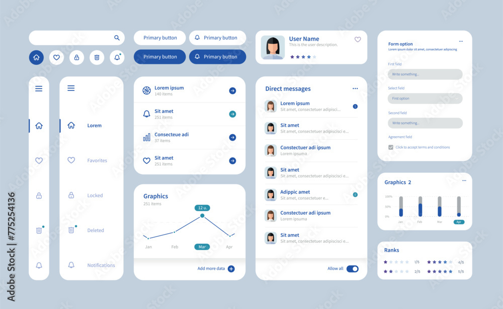 Big and improved ui kit for web designing, mobile apps with the ...