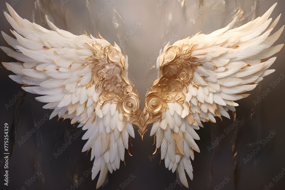 Embrace the enchanting sight of a pair of majestic gold wings and ...