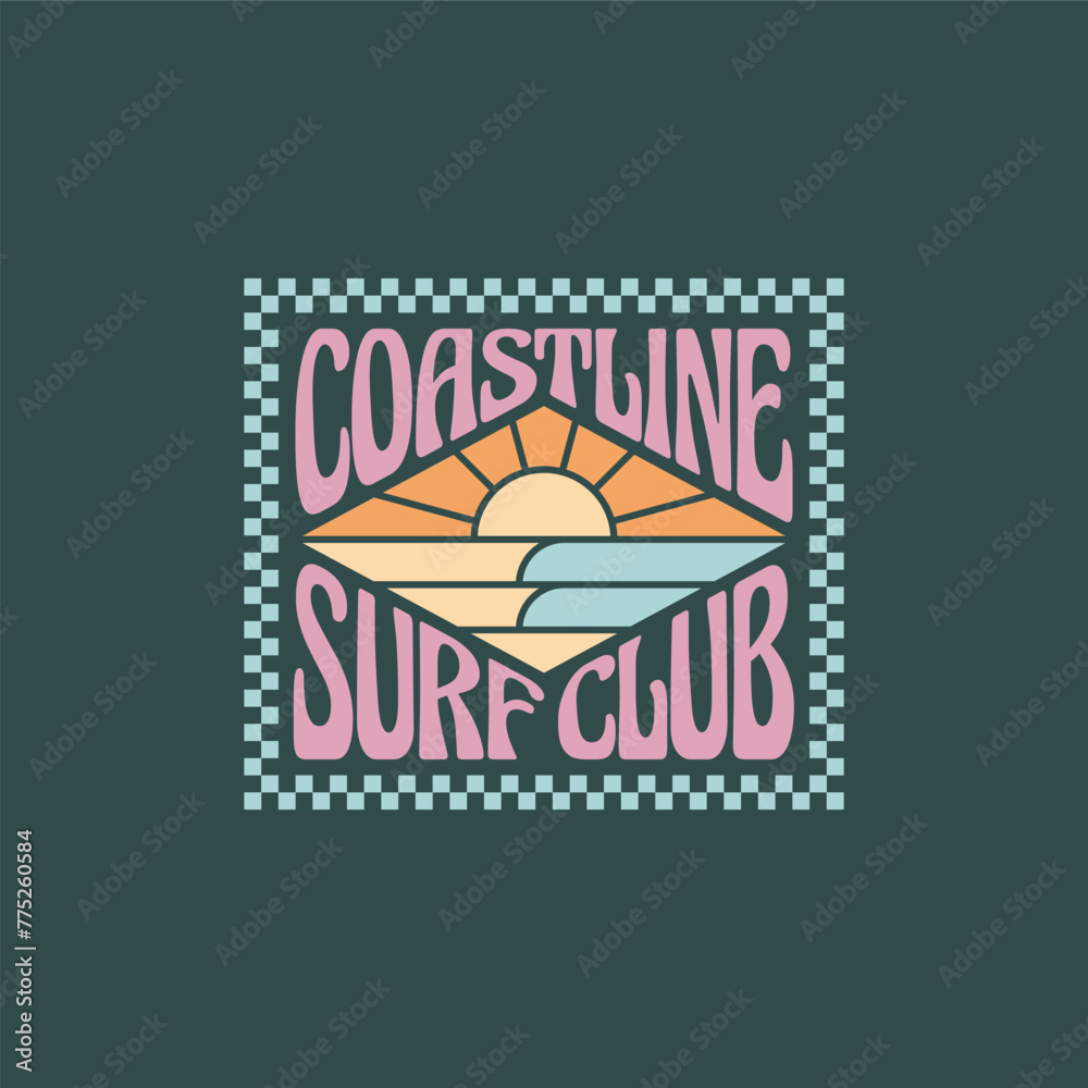 Vintage surf design template for surf club, surf shop, surf merch ...