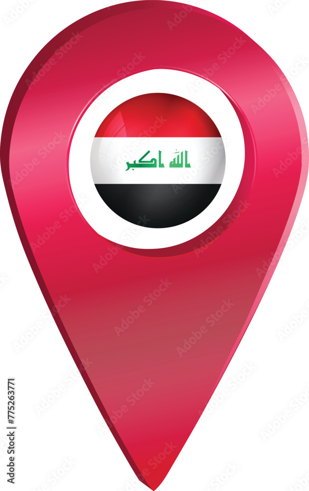 Destination pin icon with Iraq flag.Location red map marker Stock ...