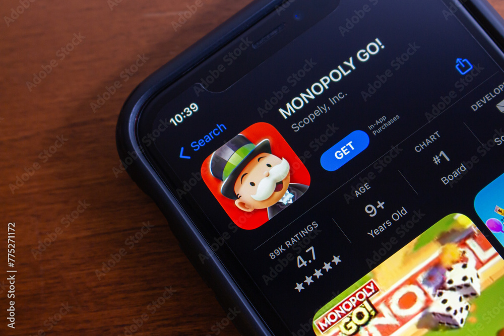 Vancouver, CANADA - Apr 1 2024 : Monopoly Go! app seen in an iPhone ...