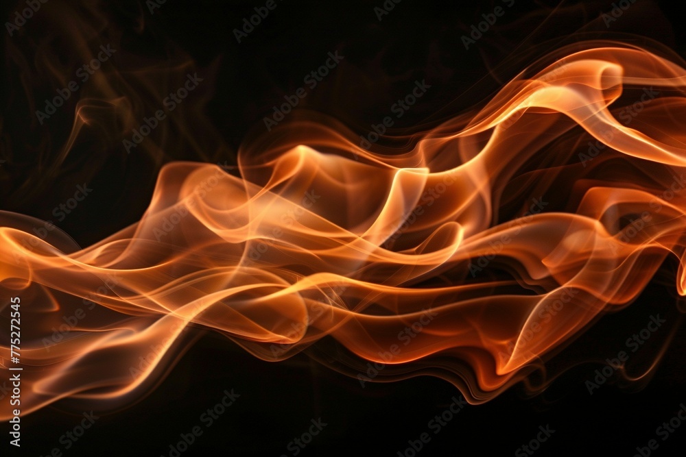 Glowing waves of heat shimmer and rise against a vast, inky black ...