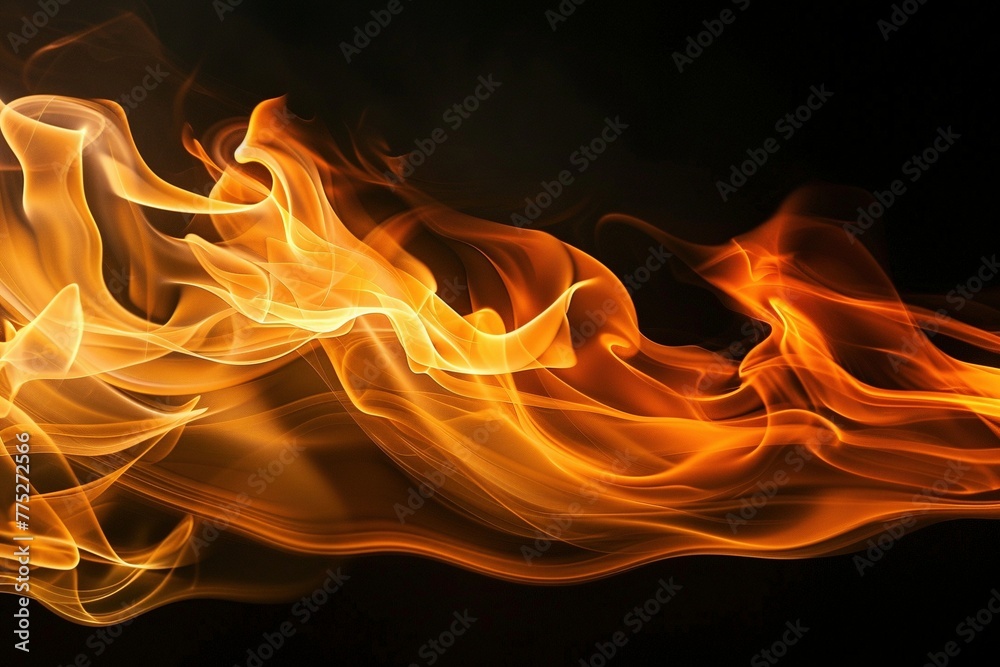 Glowing waves of heat shimmer and rise against a vast, inky black ...