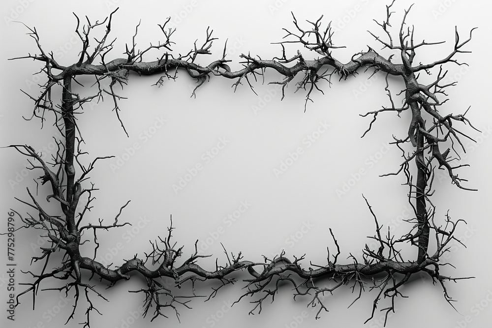 A bold black border design for A4 sized documents, adorned with gothic ...