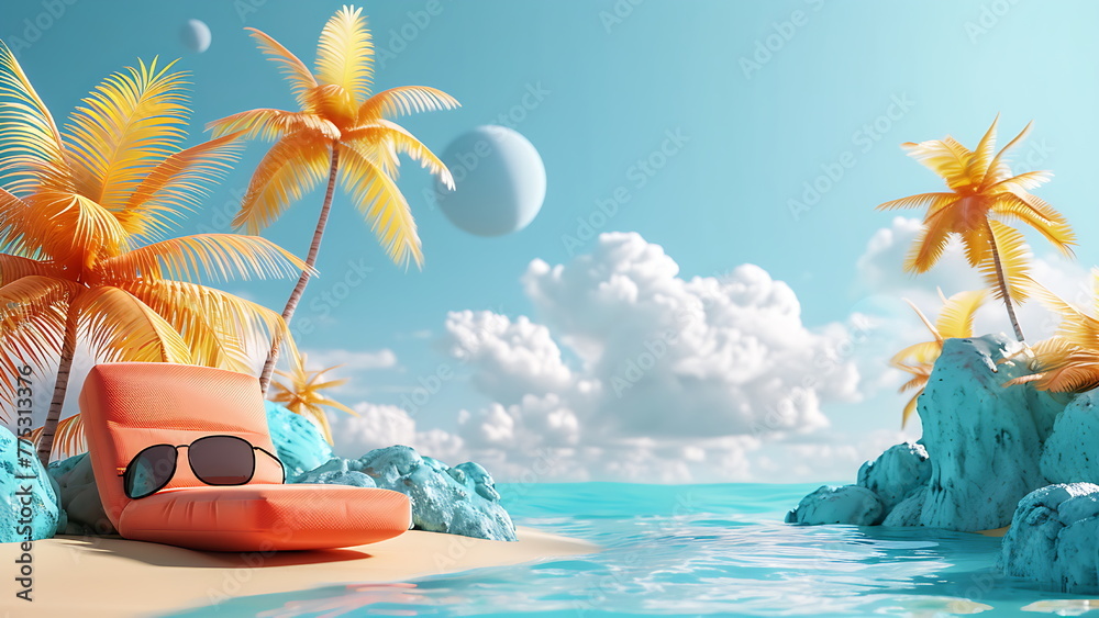 summer theme background on cartoon for summer banner and design. with ...