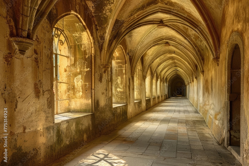 Tomar Castle Hallway: Medieval Architecture with Ribbed Vaulted Ceiling ...