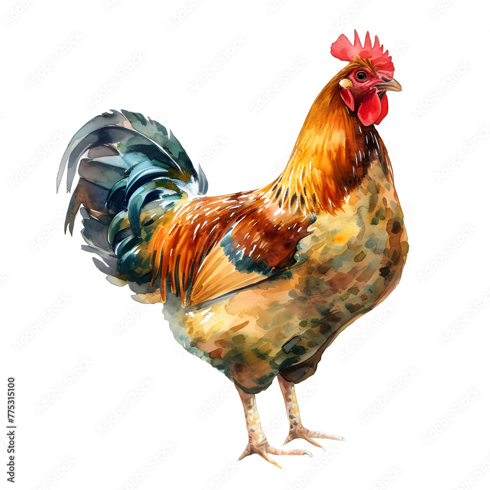 Hen Watercolor Illustration PNG, Transparent Background, Clipart Stock ...