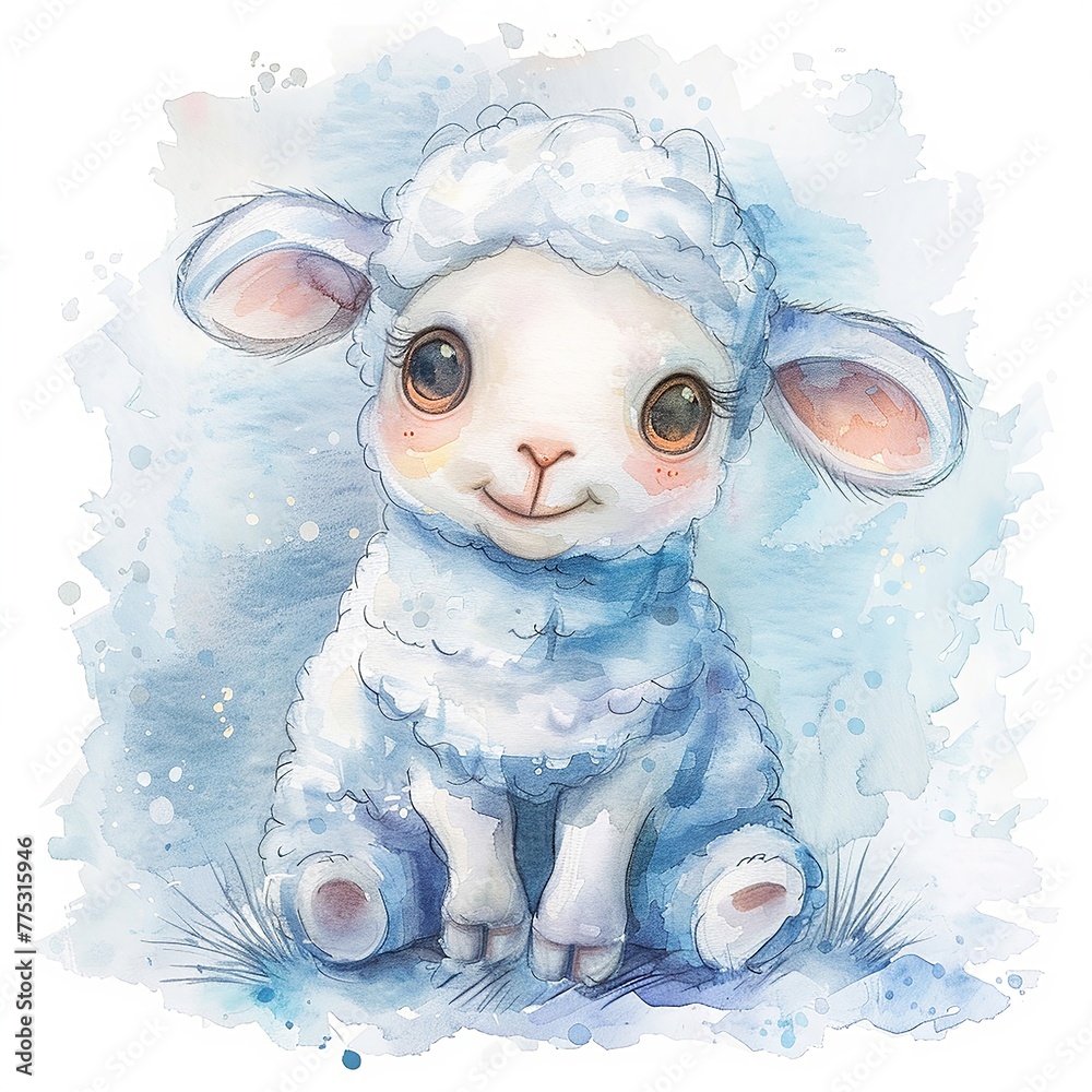 Sheep watercolor clipart cute isolated on white background Stock ...
