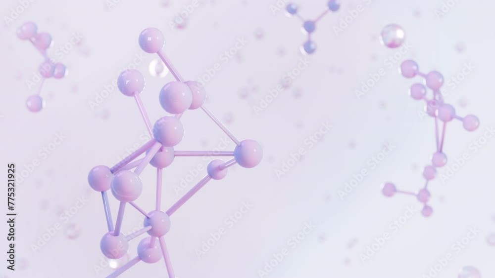 Atoms and Molecules abstract 3d graphics animation. Abstract molecular ...