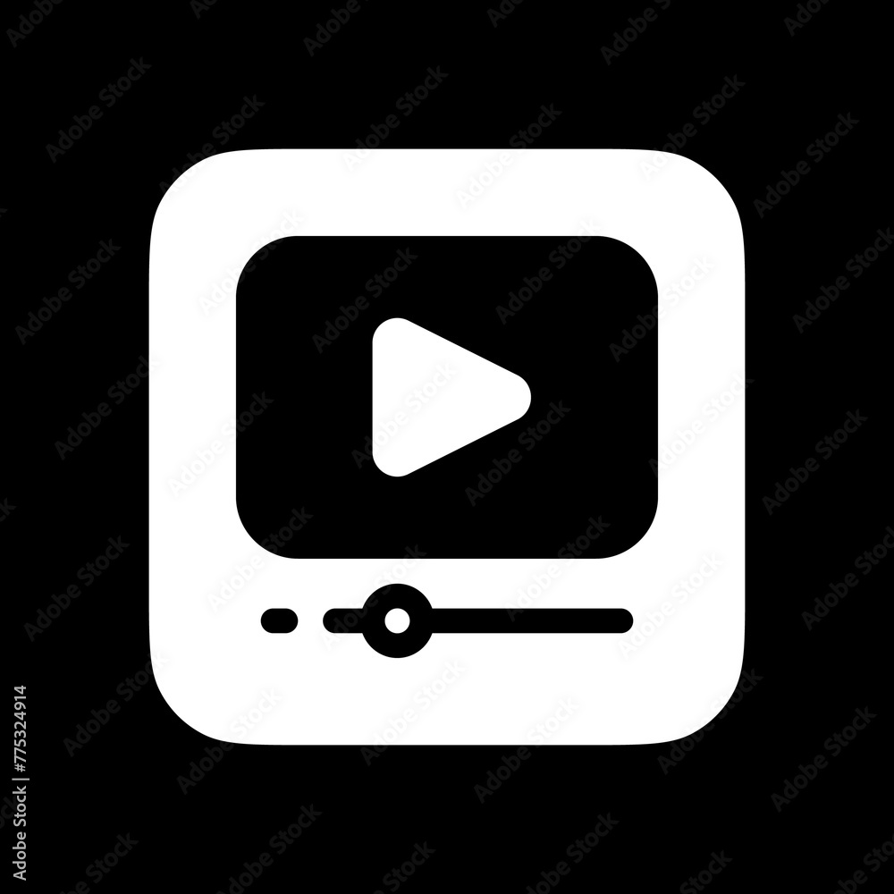 Editable video player, app, web, streaming vector icon. Movie, cinema ...