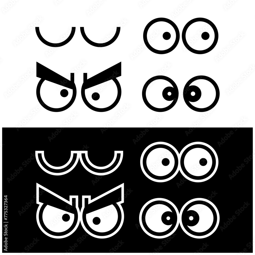 Cartoon Eyes Vector Set Drawing Expressions Stock Vector | Adobe Stock