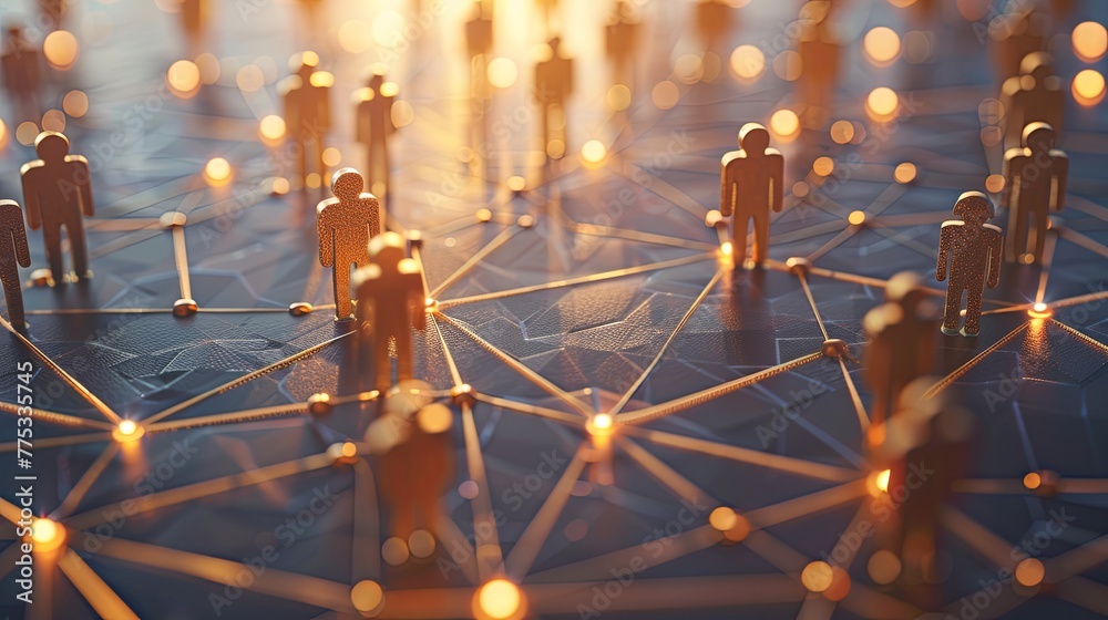 A large group of people connected by lines. Smart City. A graphic ...