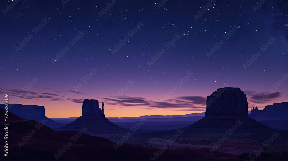 Monument Valley Unveiled by Starlight. Night Sky Magic Stars Emerge ...