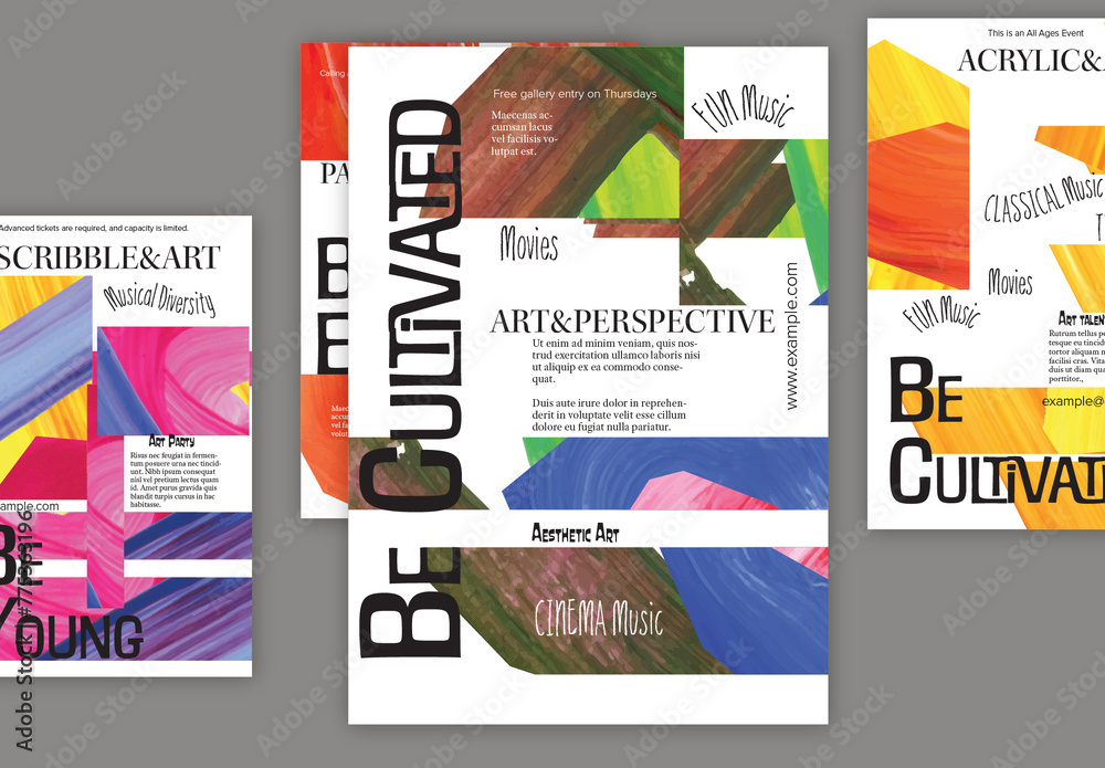 A4 Flyer With Transparent Overlapping Shapes Creating Vector Watercolor ...