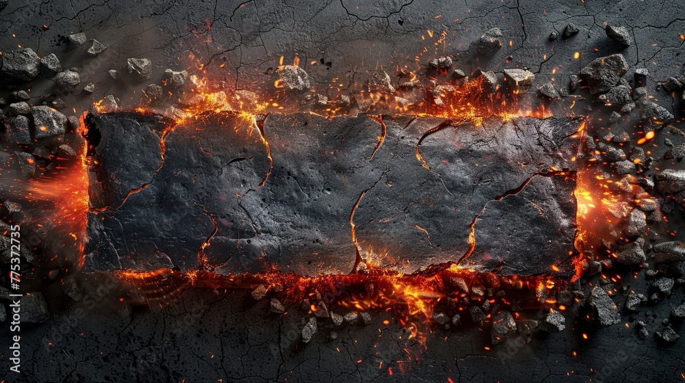 Brutal background with magma. Space in the middle for text or logo ...