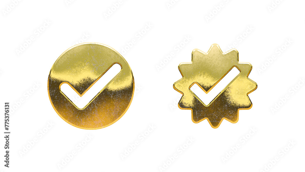 Check mark gold icon symbol set Stock Illustration | Adobe Stock