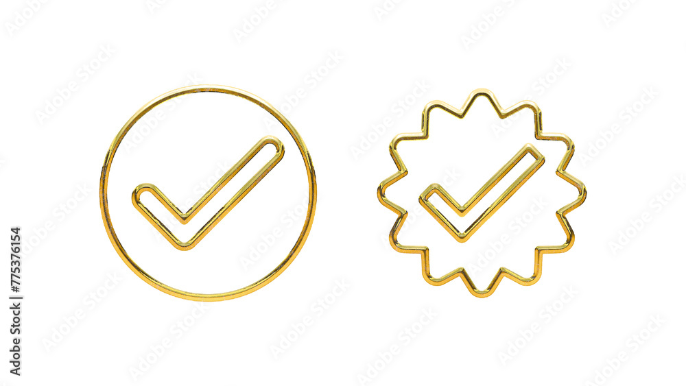 Check mark gold icon symbol set Stock Illustration | Adobe Stock