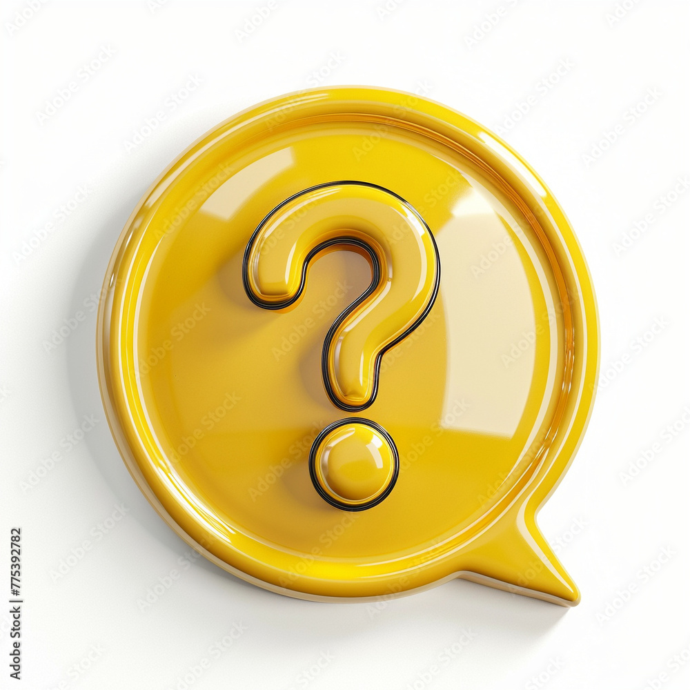 Graphic yellow question mark 3d symbol isolated on white background ...
