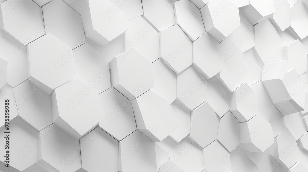 White tech background, with a geometric 3D structure. Clean, minimal ...