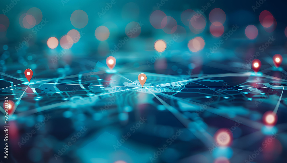 A Digital Map Featuring Interconnected Location Pins Symbolizing Global Network Connectivity