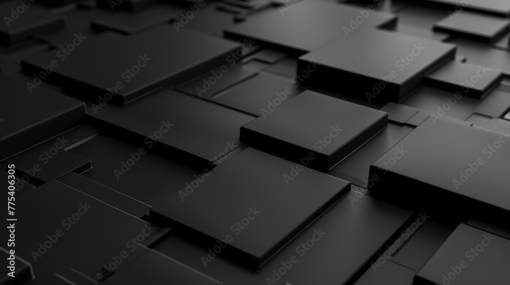 Black tech background, with a geometric 3D structure. Clean, minimal ...