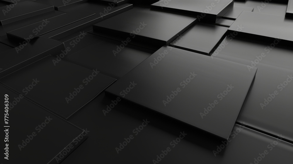 Black tech background, with a geometric 3D structure. Clean, minimal ...