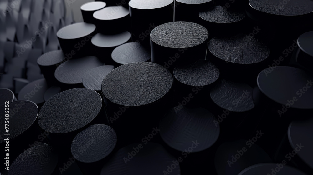 Black tech background, with a geometric 3D structure. Clean, minimal ...