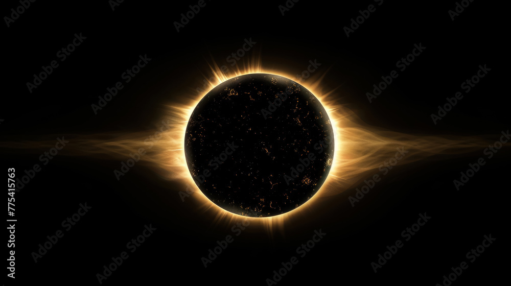 solar eclipse with radiant corona over a pure black background Stock ...
