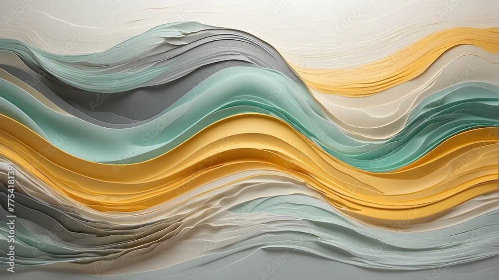 Modern artistic paper wave design featuring flowing lines in earth-tone ...
