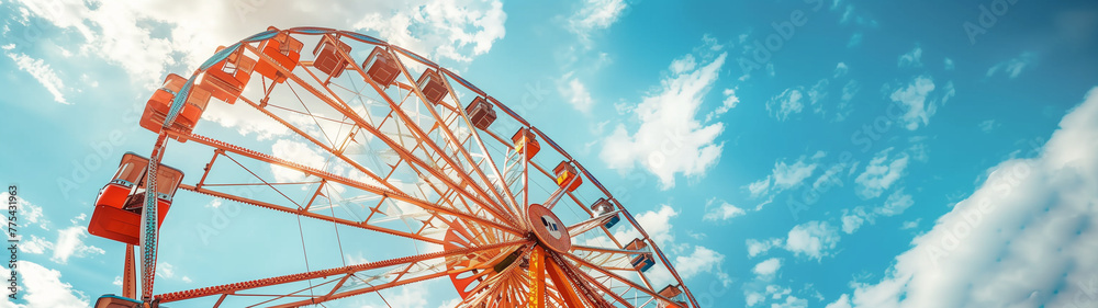 Ferris wheel, photographed from the bottom up, created with generative ...