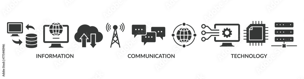 ICT banner web icon vector illustration concept for information and ...