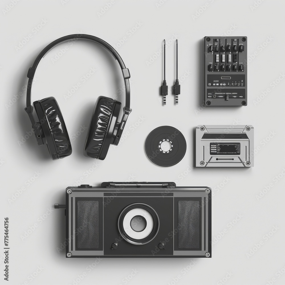 Monochromatic Silhouettes of Vintage Audio Equipment: An image ...