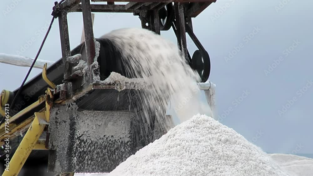 Extraction of Salt, Conveyor Belt with Salt Harvested in the Saline of ...