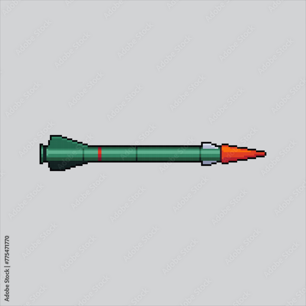 Pixel art illustration Missile. Pixelated Rocket. Military Missile ...
