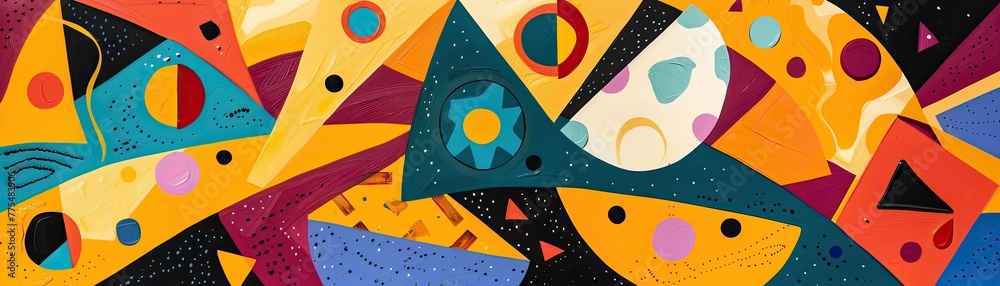 An abstract cheese-inspired art piece using bold colors and shapes to ...