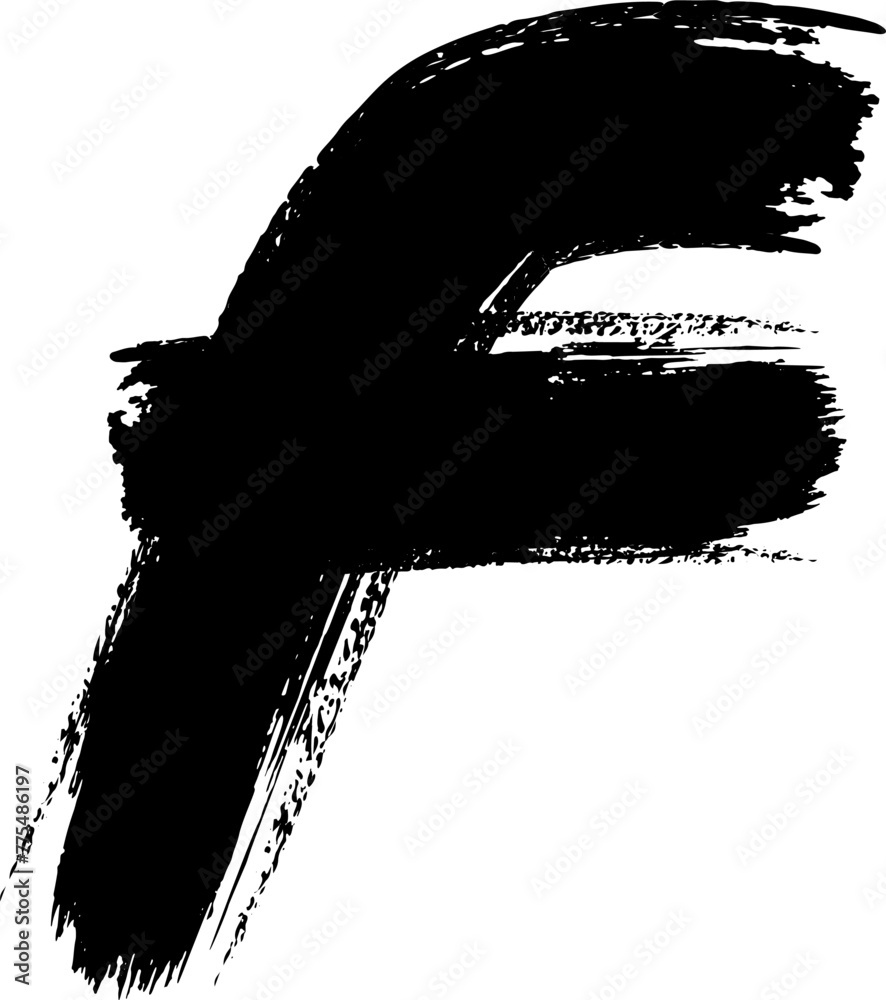 Japanese calligraphy “f” alphabet.Vector illustration. Handwritten ...