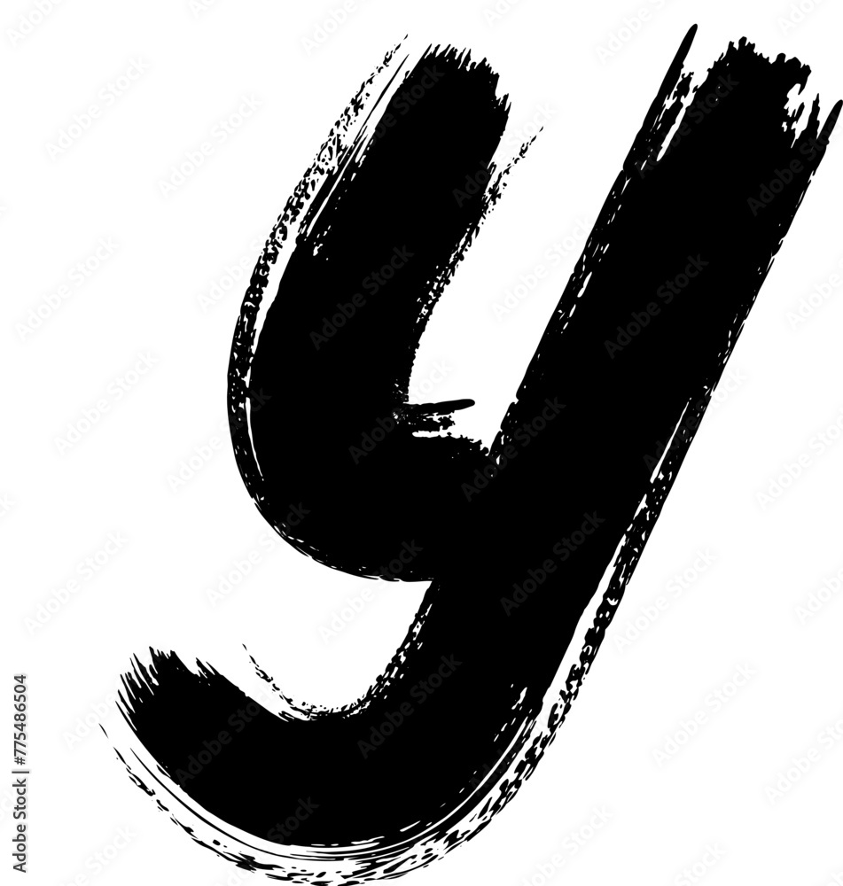 Japanese calligraphy “y” alphabet.Vector illustration. Handwritten ...
