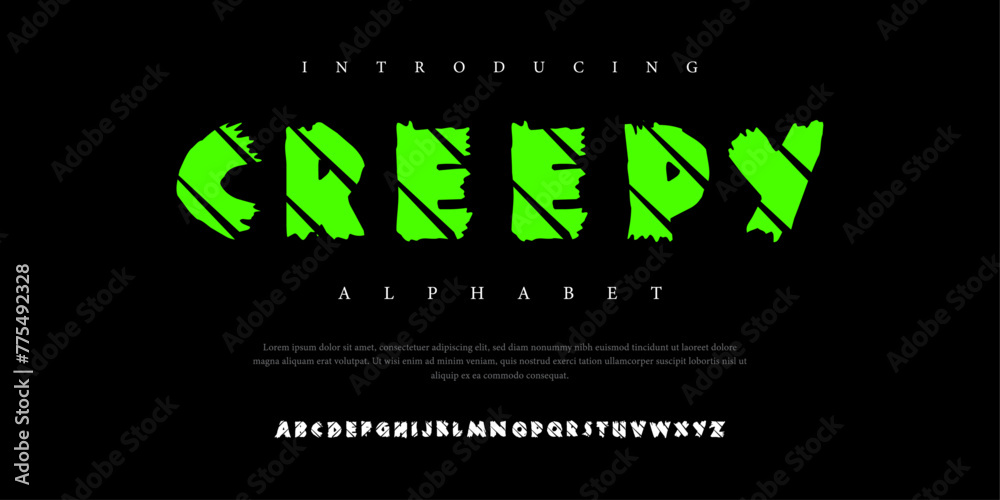 Creepy horror halloween Font Uppercase Lowercase and Number. Spooky ...