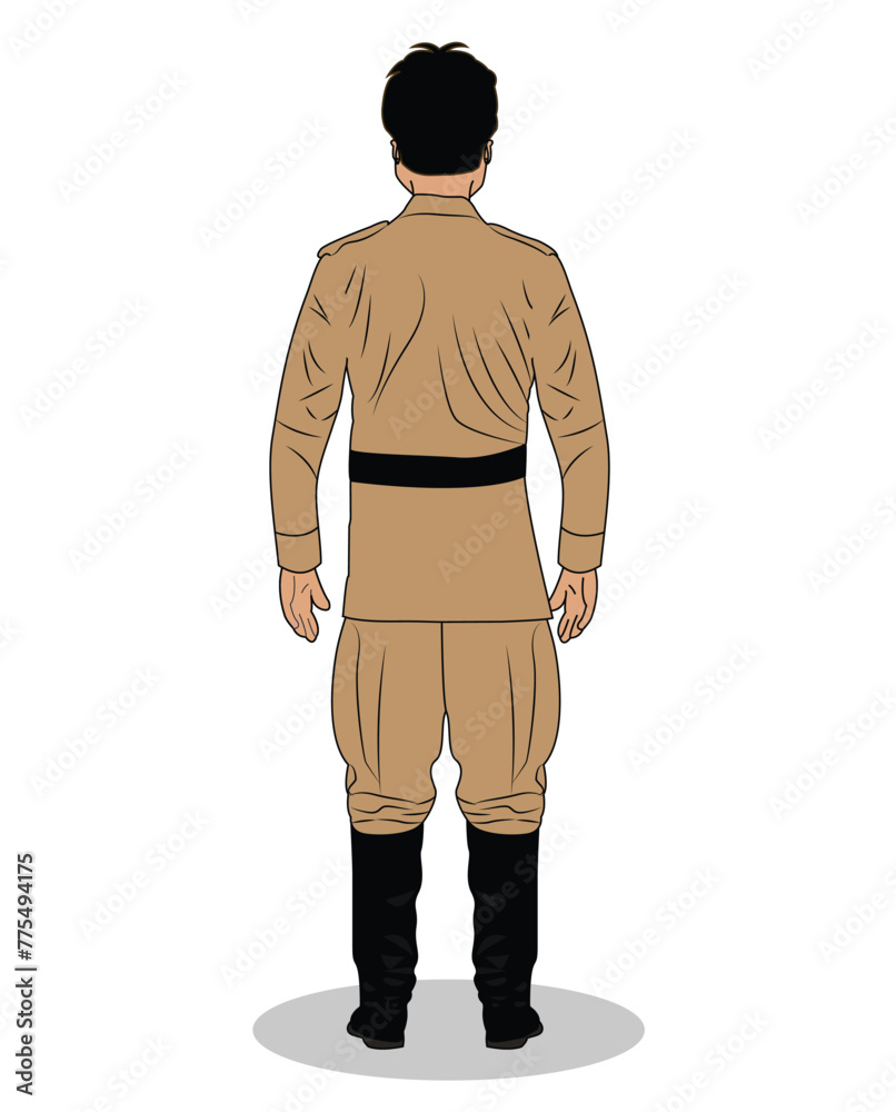 Indian police inspector back view cartoon character design vector ...